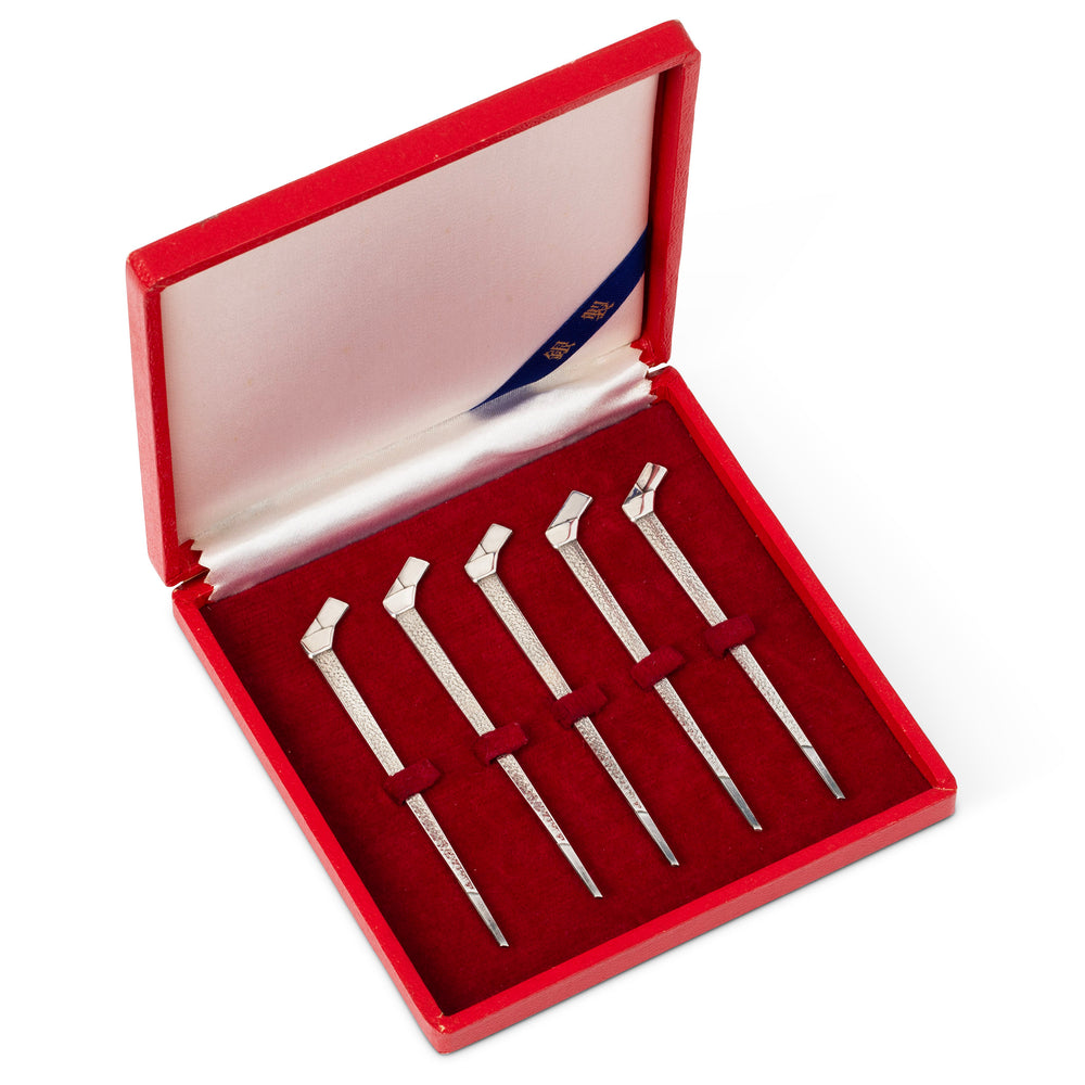 Midcentury Japanese Sterling Cocktail Pick Set