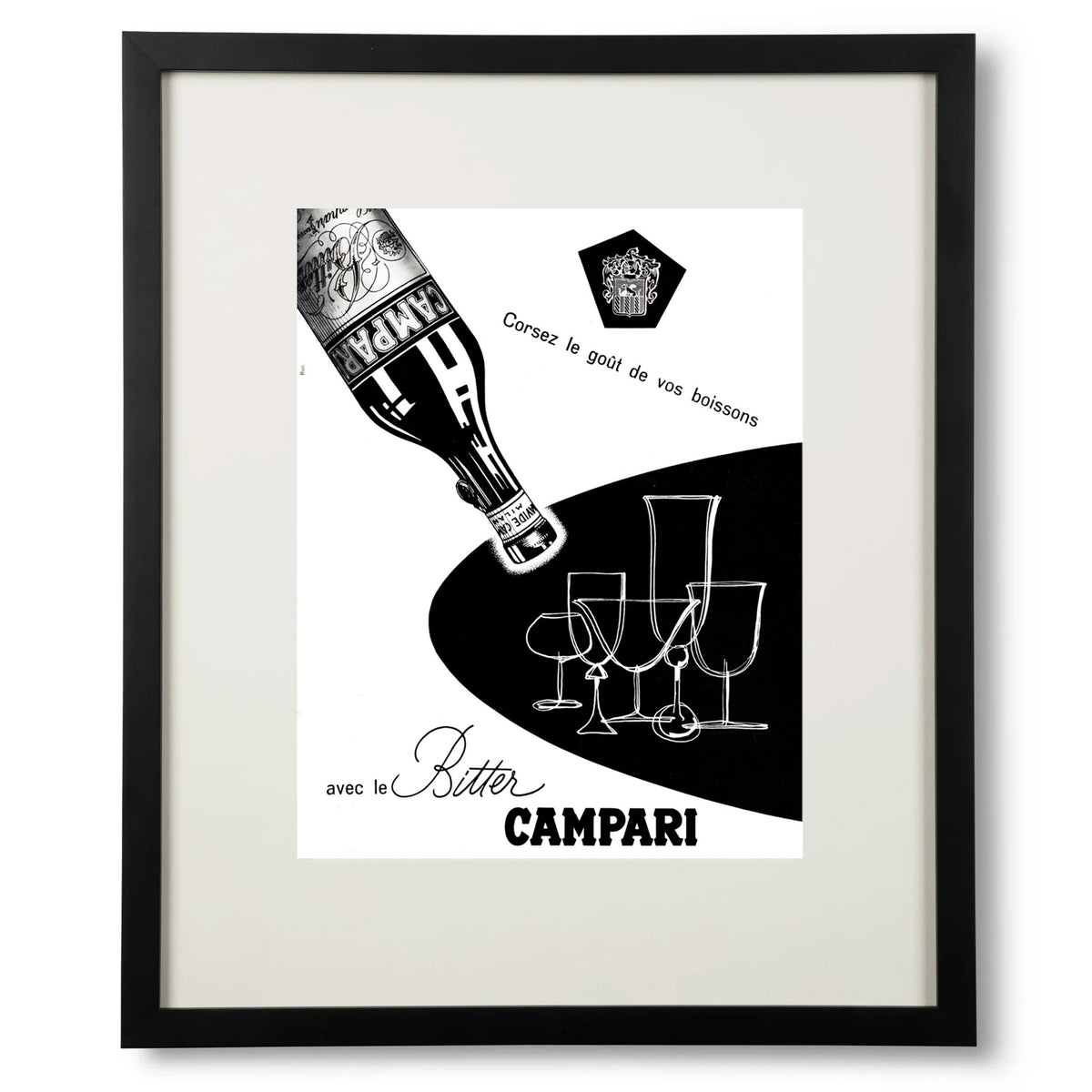 Framed Midcentury Bitter Campari French Advertisement