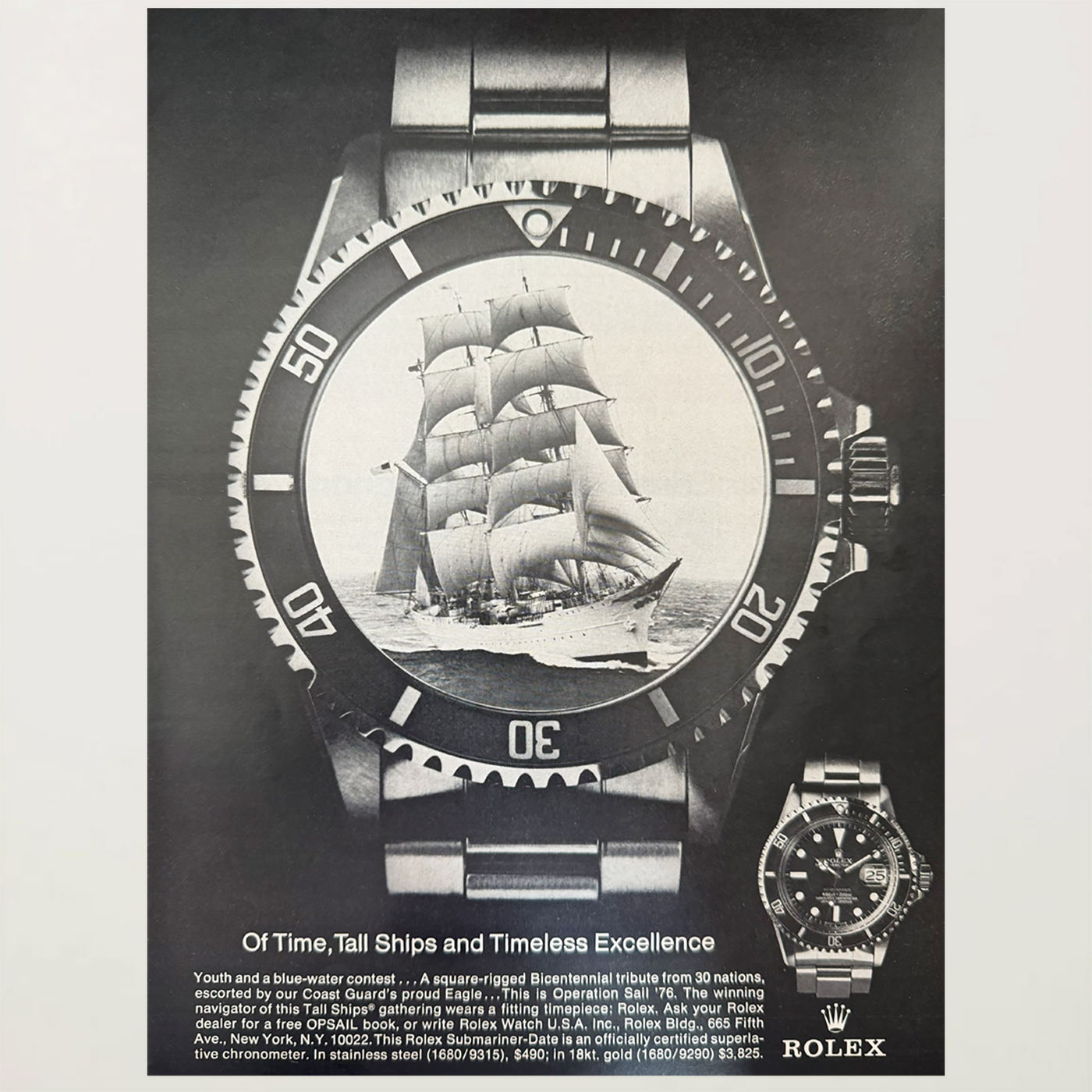 Framed Rolex Submariner Sailing Advertisement | Authentic Rare Collectible
