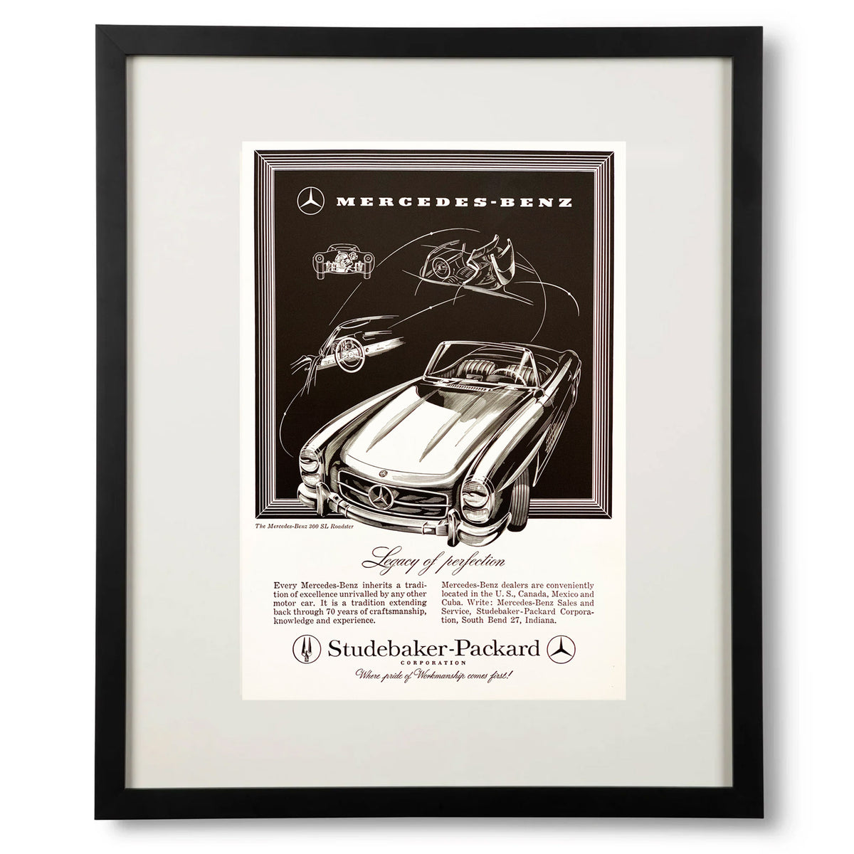 Framed Mercedes-Benz Legacy of Perfection Advertisement