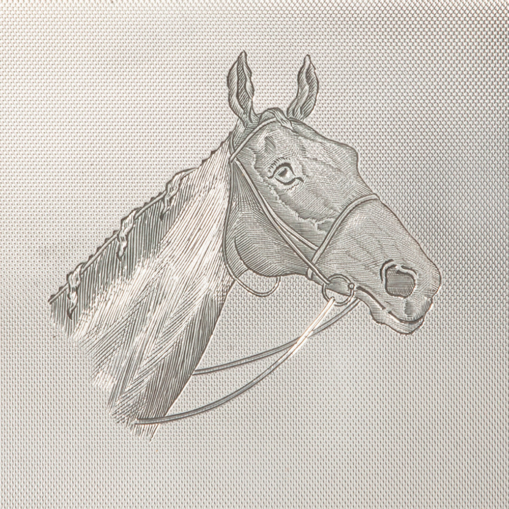 A.Wilcox Sterling Engine Turned Horse Cigar Box