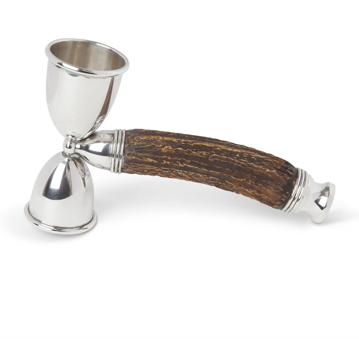 Antique Sterling Silver Antler Handled Double Jigger