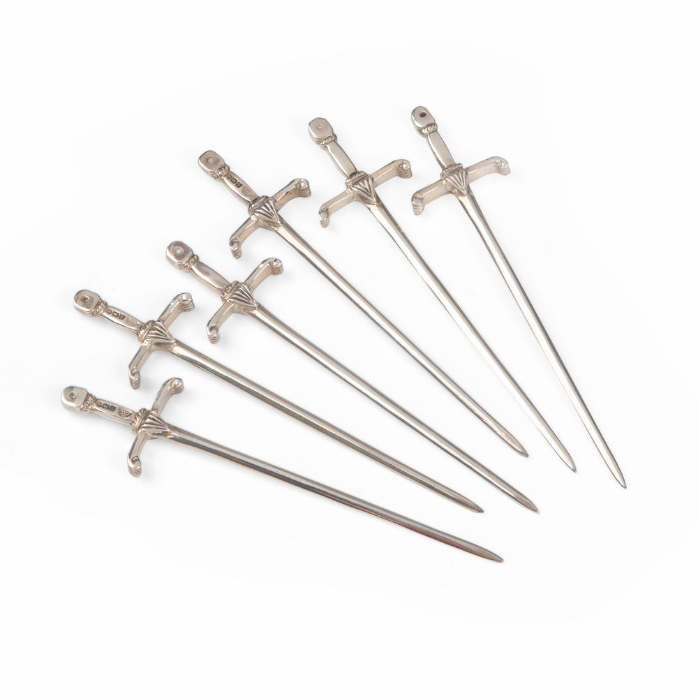Art Deco English Sterling Silver Sword Cocktail Picks