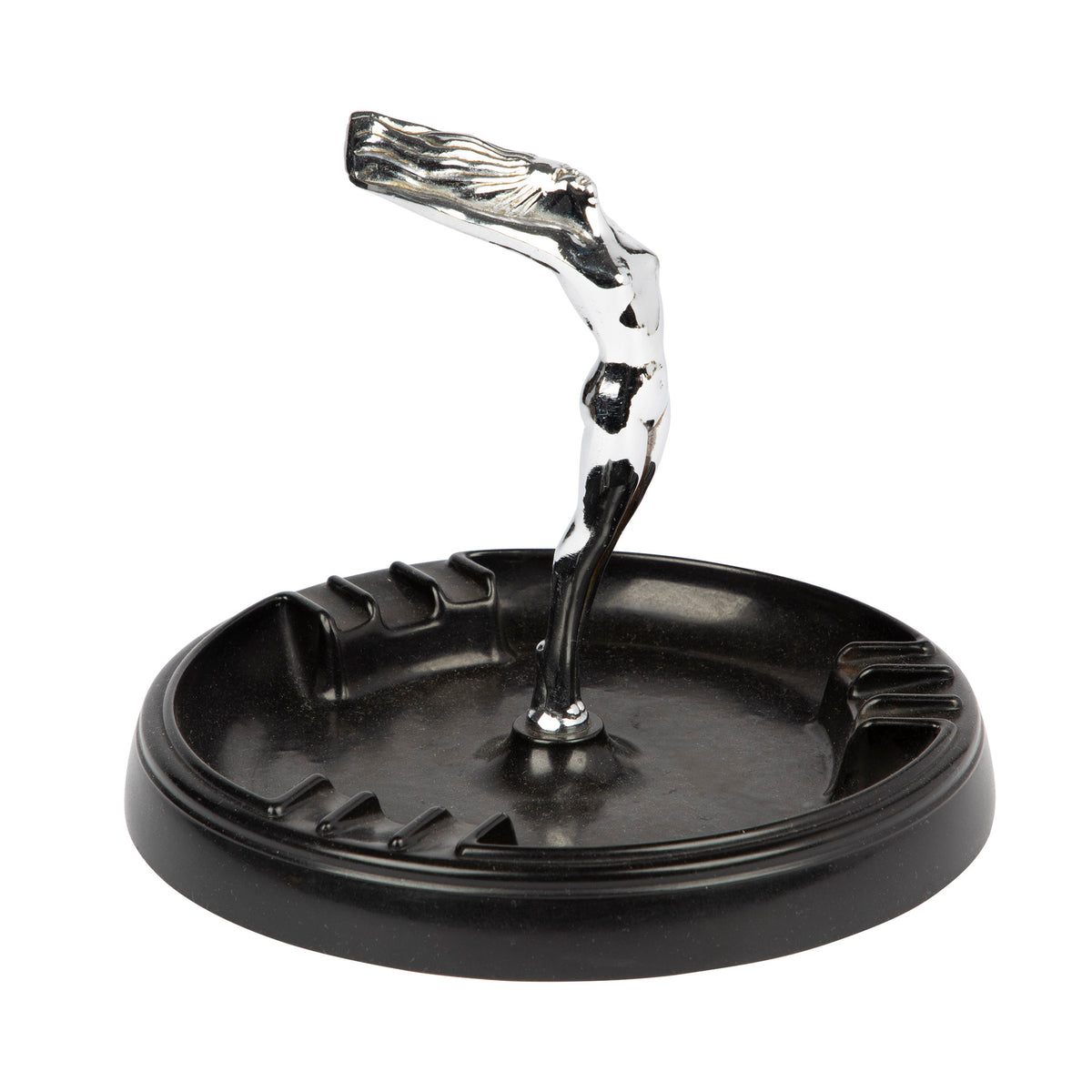 Art Deco Flying Goddess Hood Ornament Ashtray