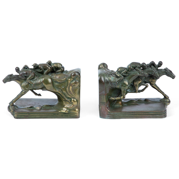 Jenning Brothers Bronze Horse Race Bookends