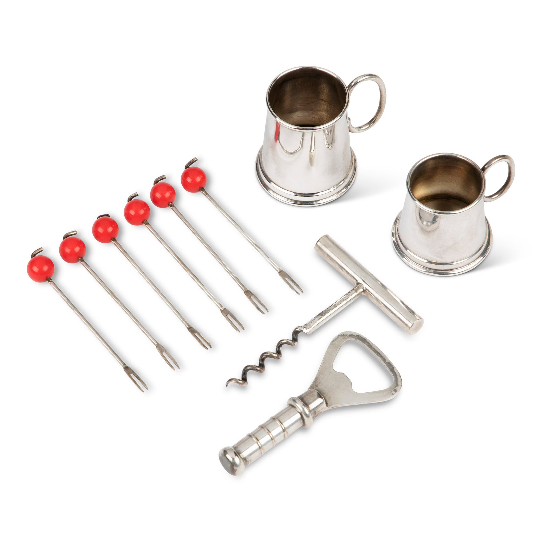 P.H. Vogel & Co. Silver Tankard Bar Tool Set