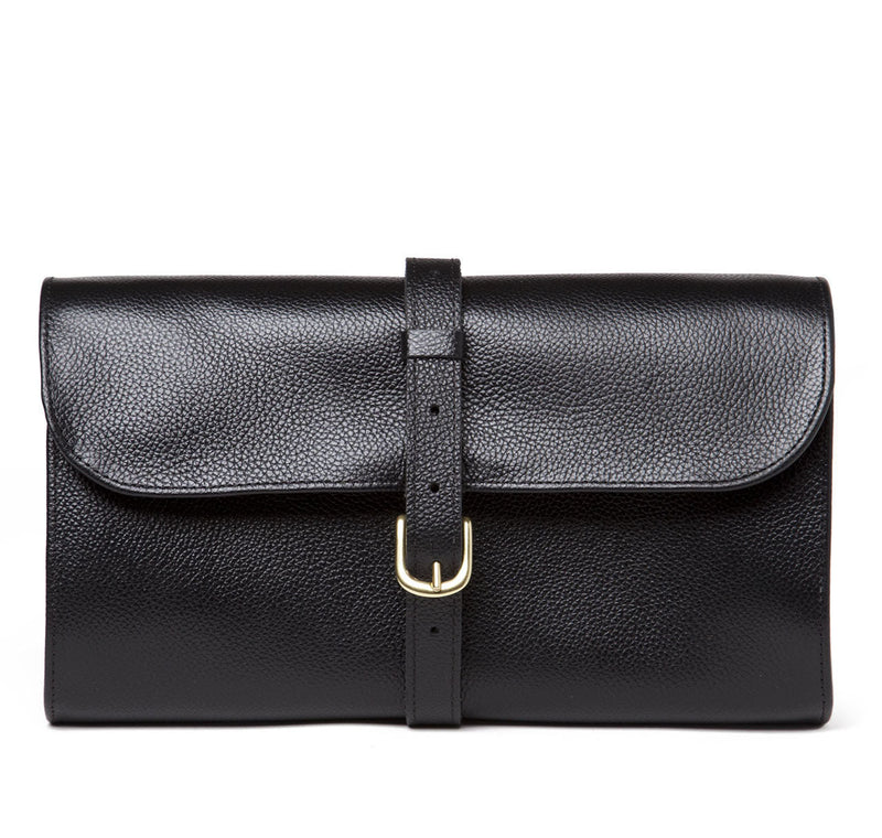 Black Leather Military Wash Kit