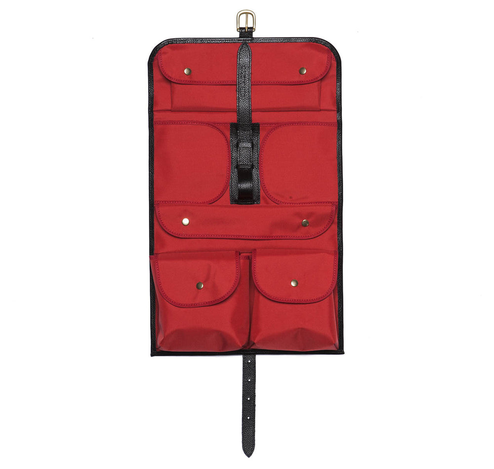 Black Leather Military Wash Kit