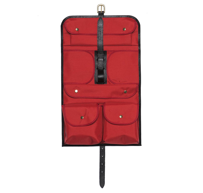 Black Leather Military Wash Kit