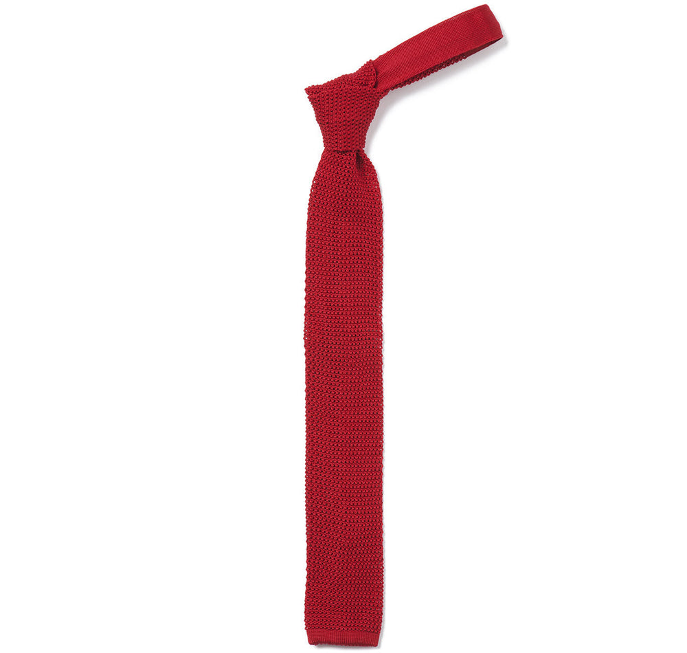 Classic Knit Silk Tie in Fire Engine Red