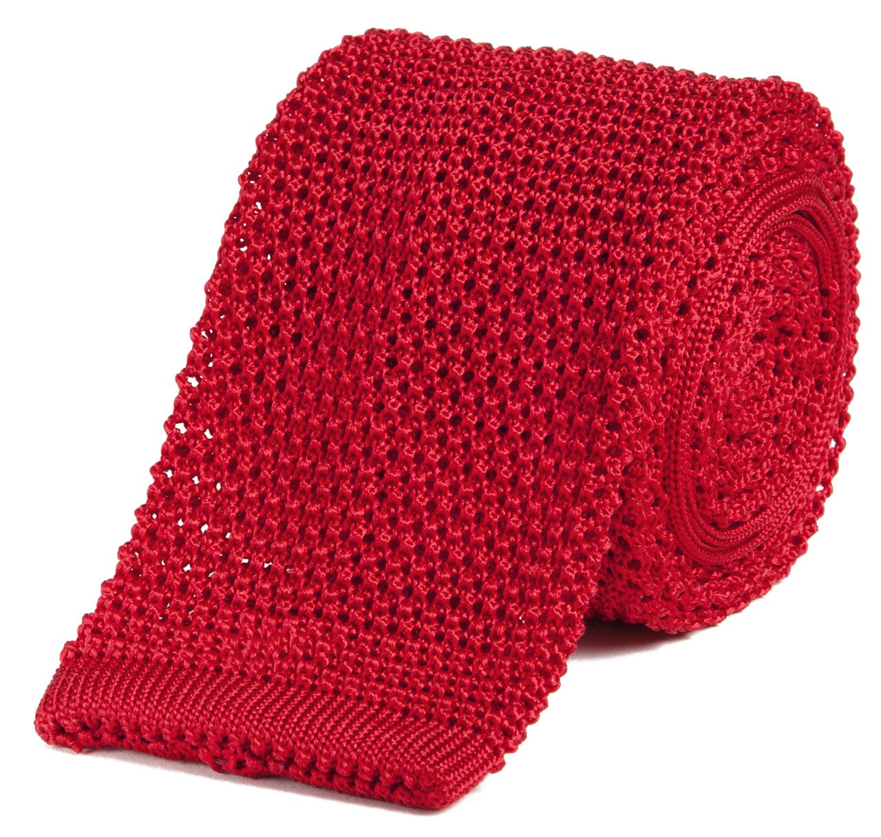 Classic Knit Silk Tie in Fire Engine Red