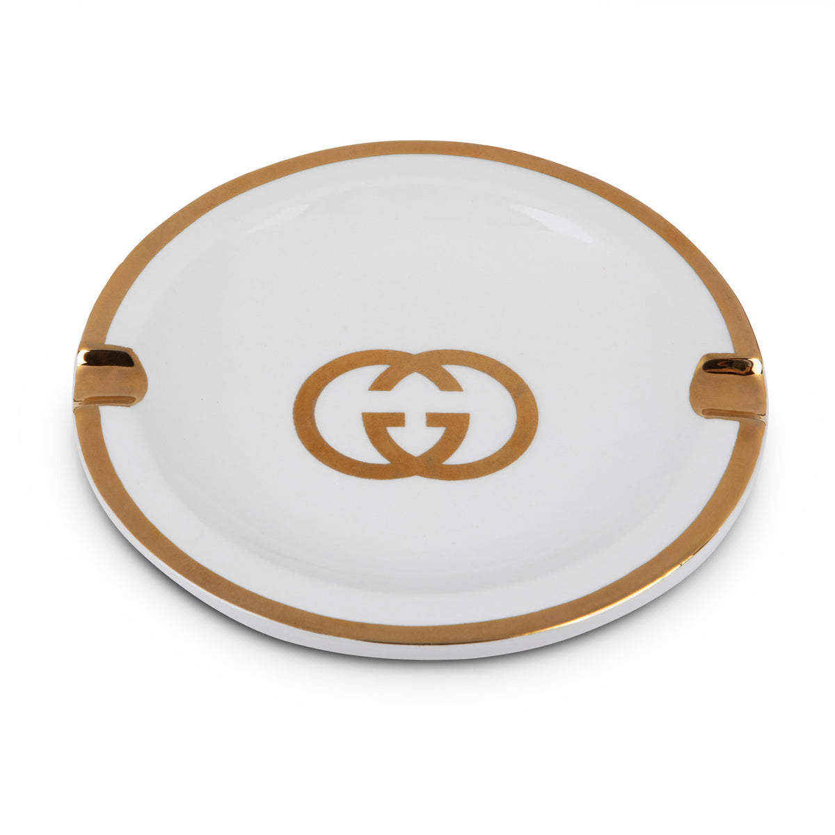 Vintage Gucci Porcelain Gold Trim Ashtray Dish