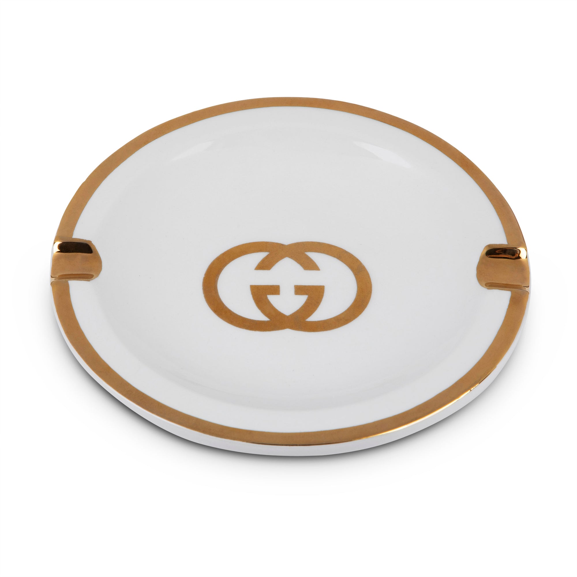 Vintage Gucci Porcelain Gold Trim Ashtray Dish