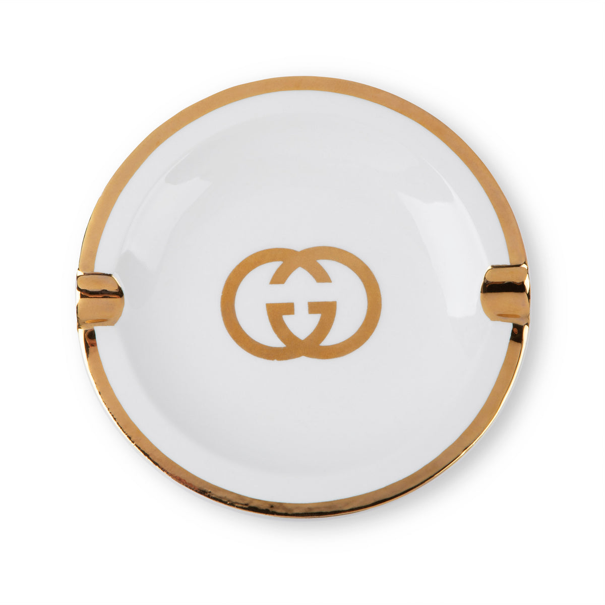 Vintage Gucci Porcelain Gold Trim Ashtray Dish