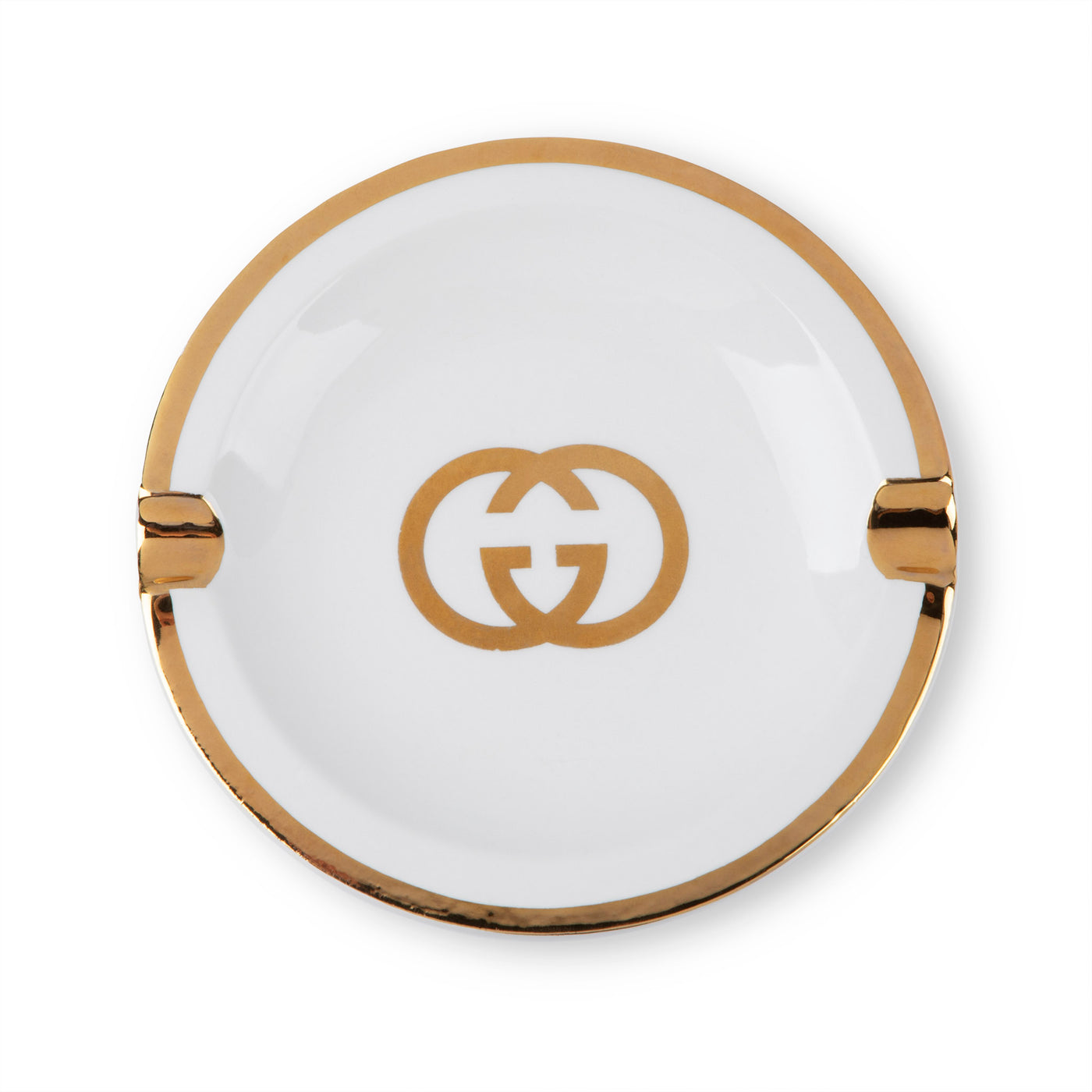 Vintage Gucci Porcelain Gold Trim Ashtray Dish