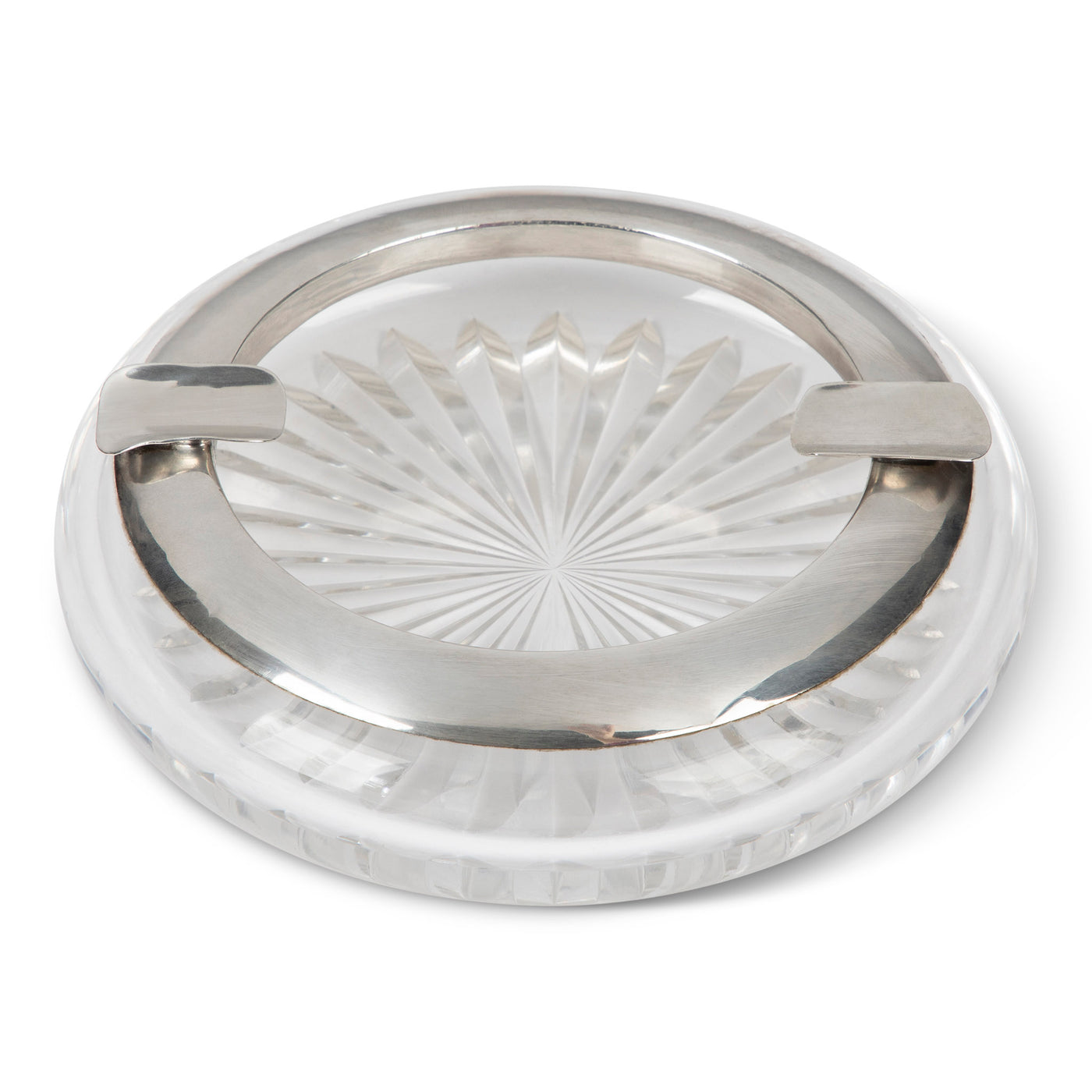 Vintage Sterling & Cut Crystal Cigar Ashtray