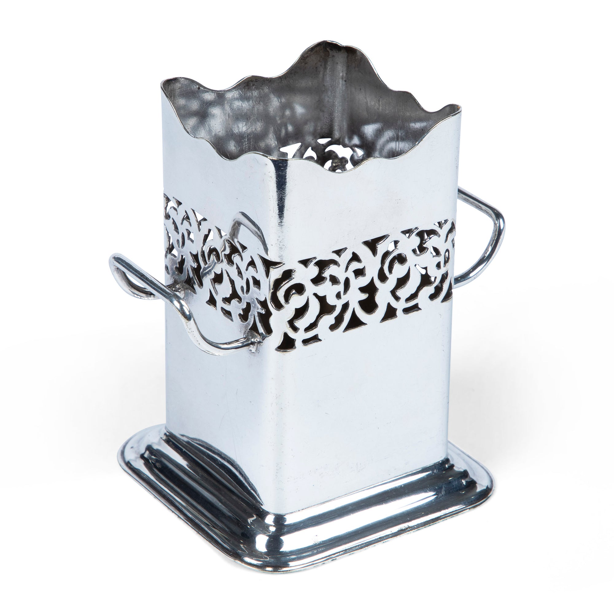 Antique Silver Plate Pierced Pattern Bitters Bottle Holder