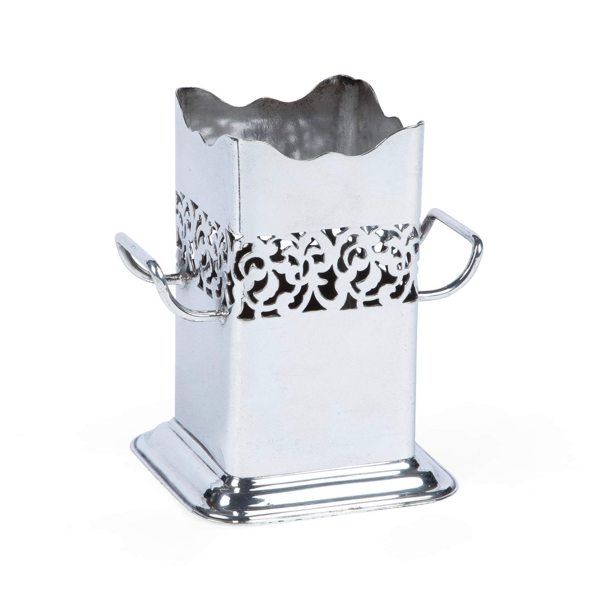 Antique Silver Plate Pierced Pattern Bitters Bottle Holder