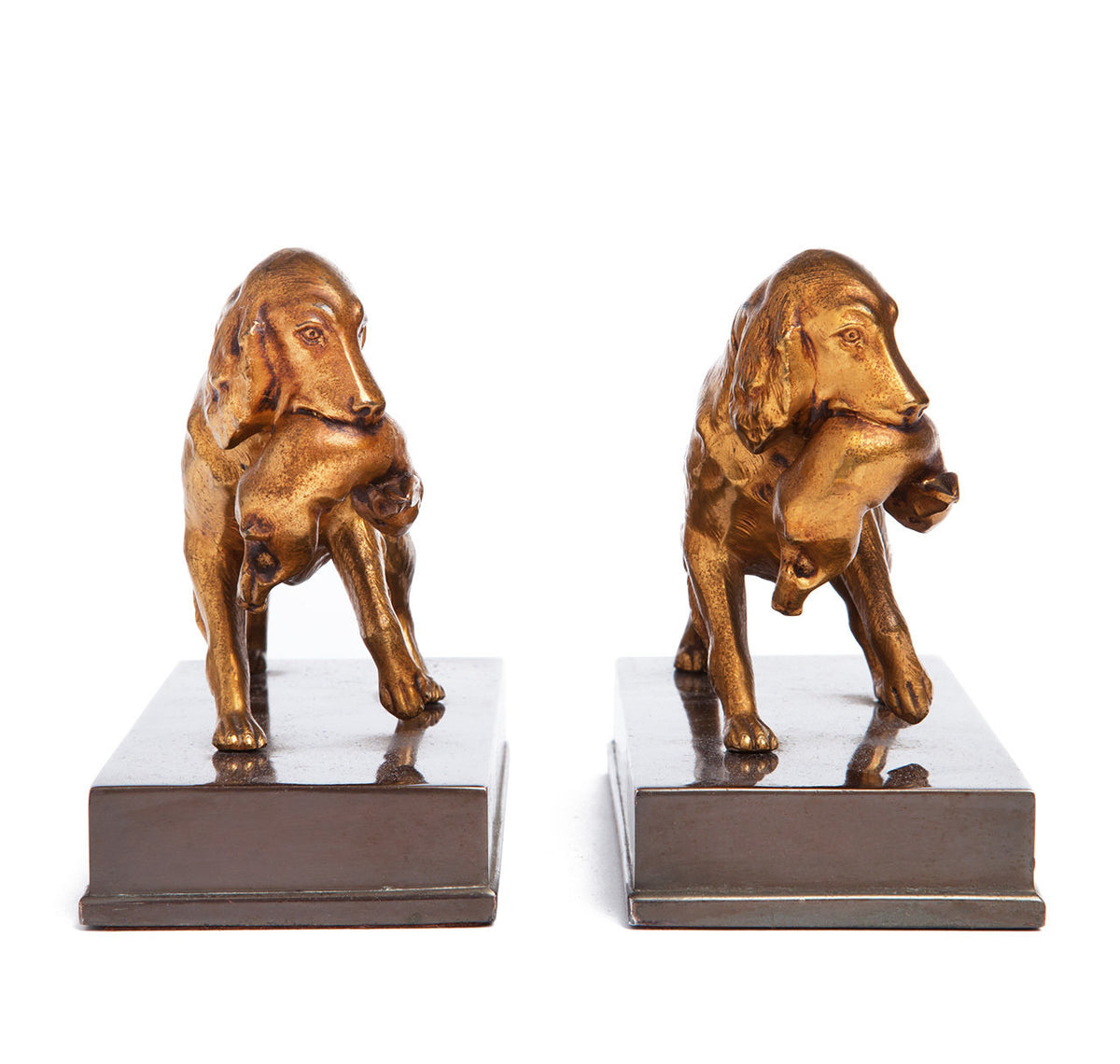 Spaniel Hunting Dog & Rabbit Bookends