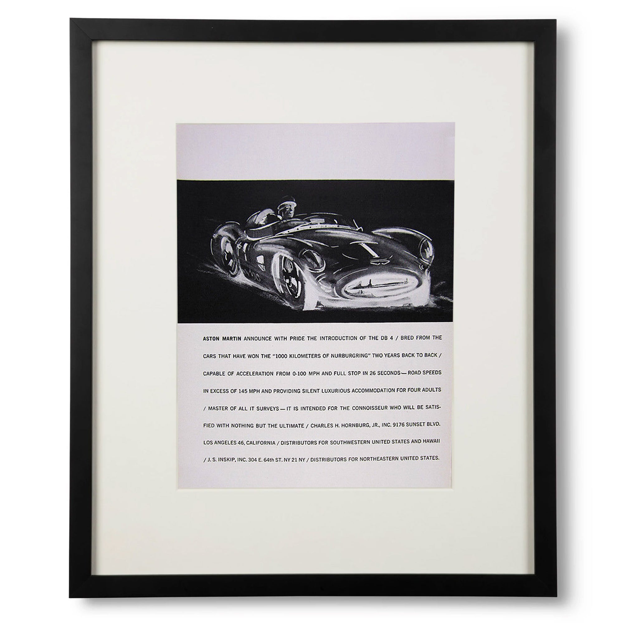 Framed 1954 Aston Martin DB4 Advertisement