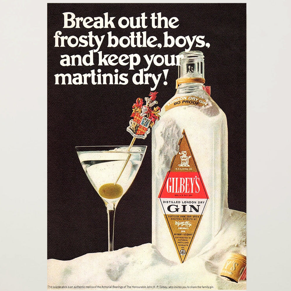 Framed 1960s Gibley's Gin Martini Advertisement