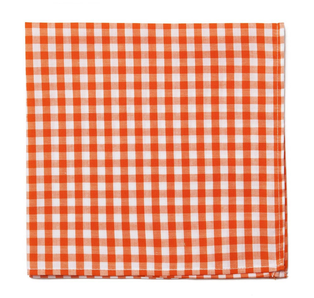 Orange Gingham Pocket Square