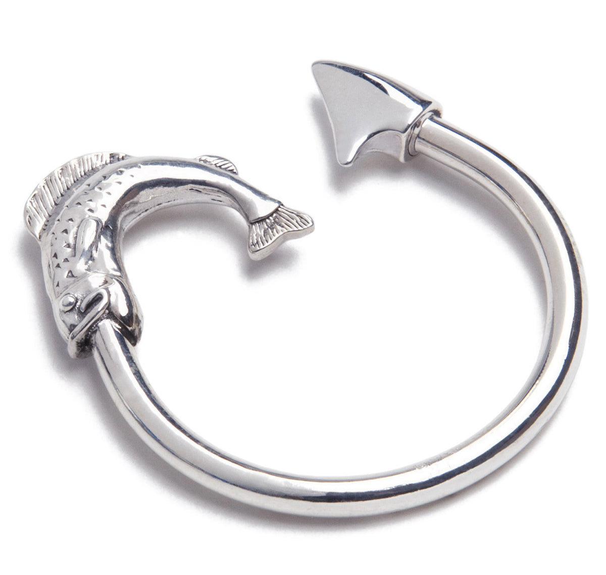 Sterling Fish & Hook Key Ring
